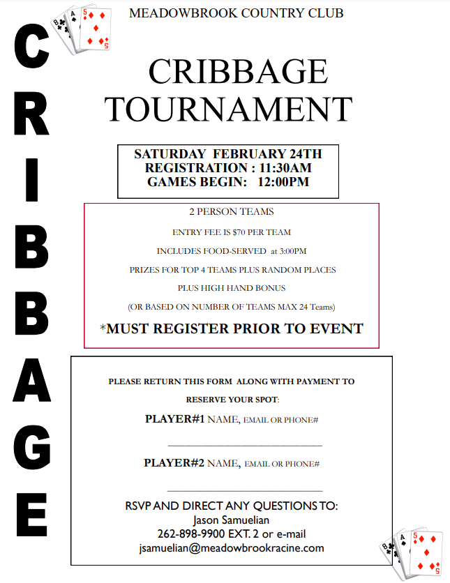 Cribbage Tournament - Meadowbrook Country Club