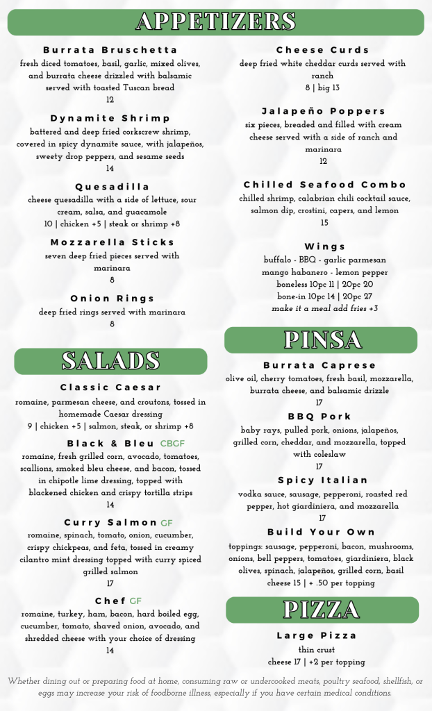 Dining Menu - Meadowbrook Country Club