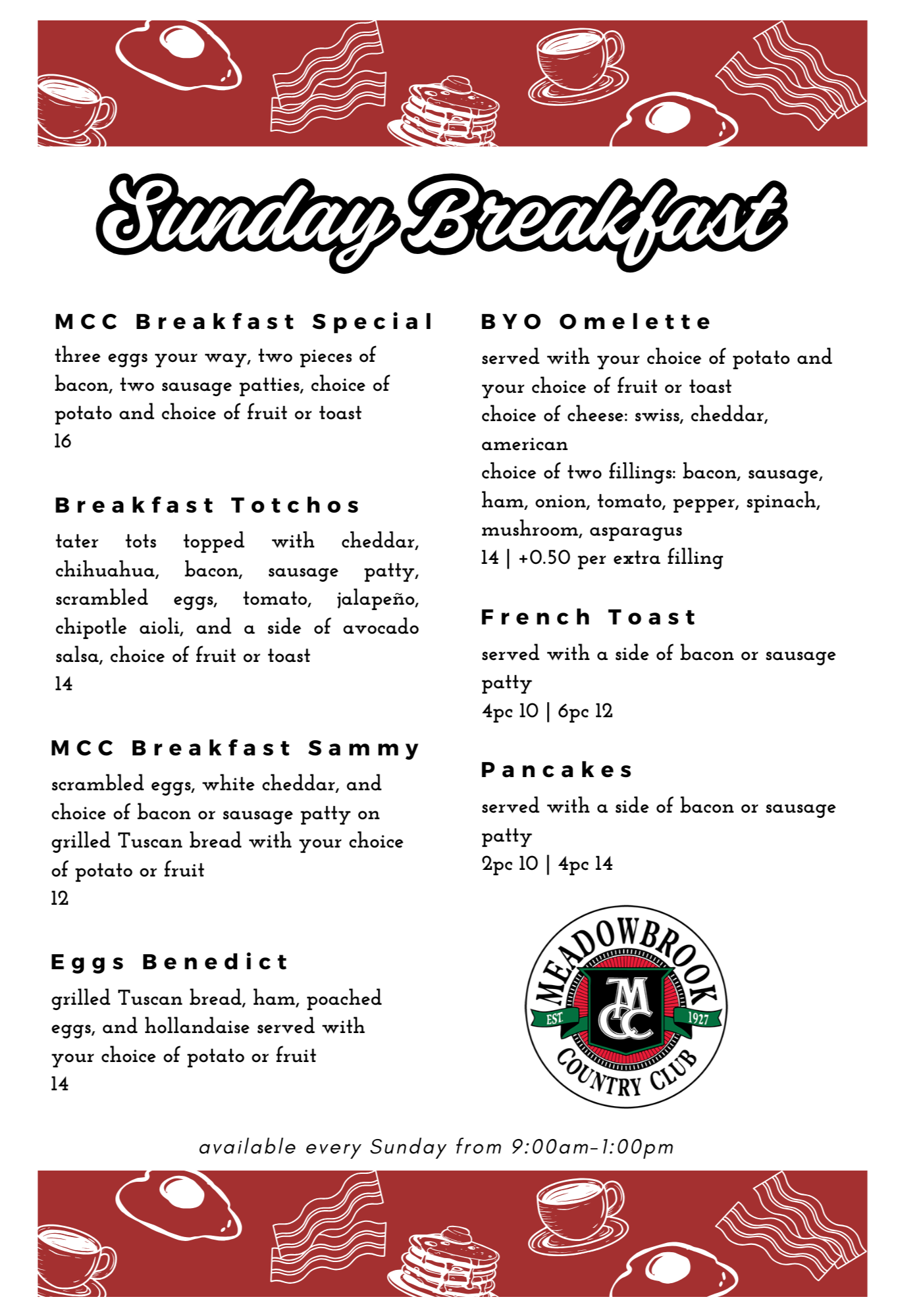 Dining Menu - Meadowbrook Country Club